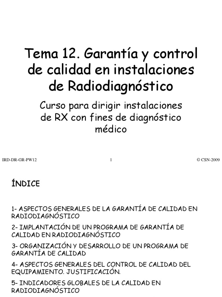Tema 12. Garantía y Control de Calidad en Instalaciones de ...