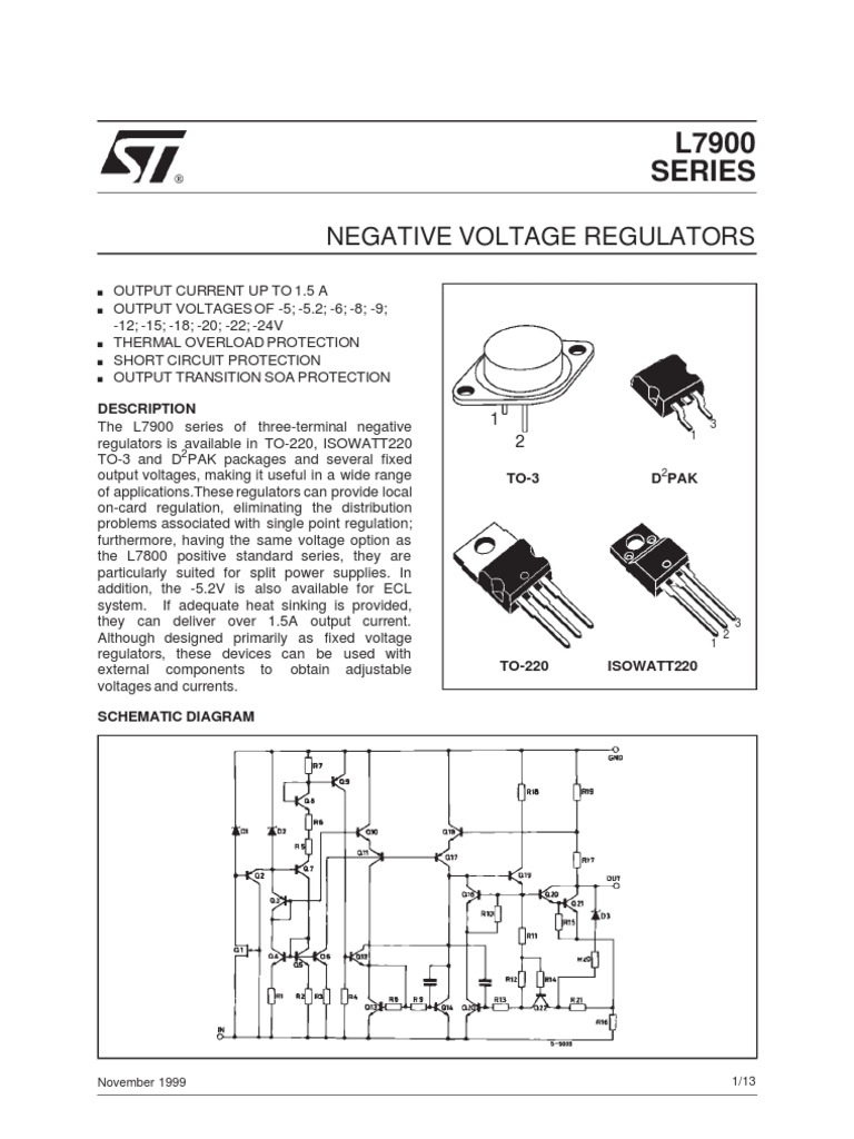 7905 datasheet | Power Supply | Electricity