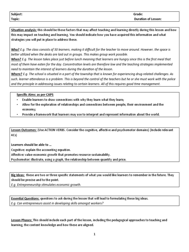 Geography Lesson Plan Template | PDF | Learning | Educational Assessment