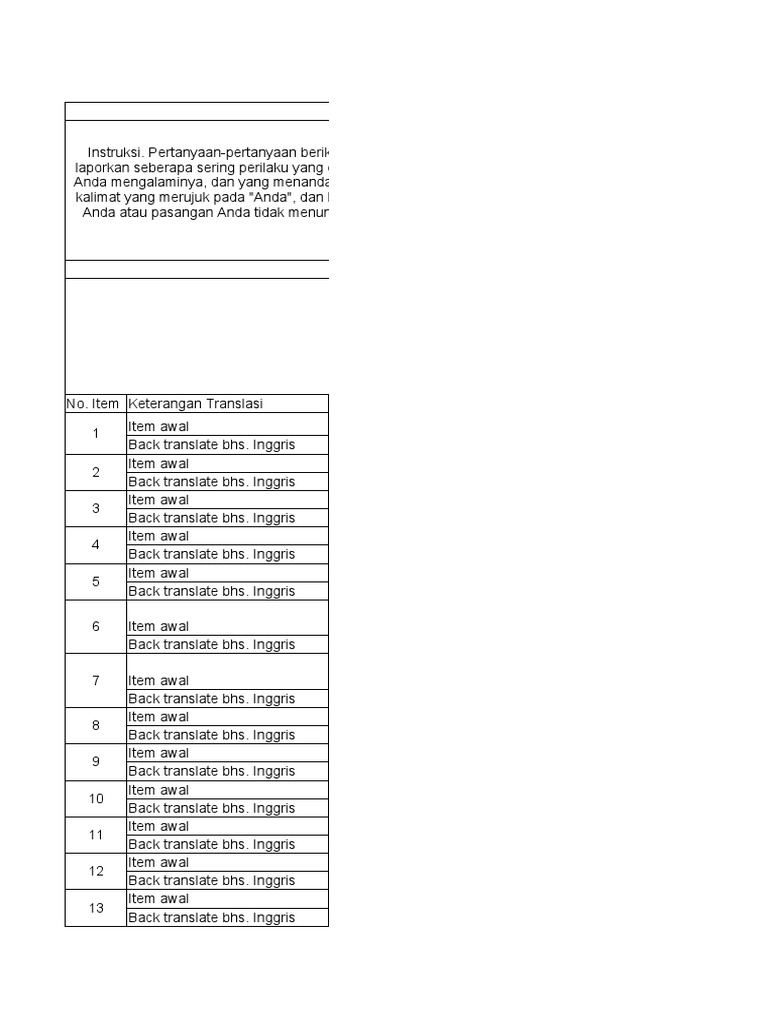 Instrumen Emotional Abuse (Back Translate) | PDF | Seni & Disiplin ...
