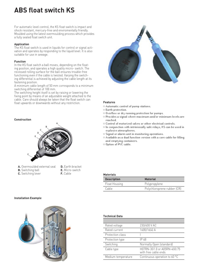 ABS FLOAT SWITCH KS (English-GB) | PDF | Switch | Mechanical Engineering
