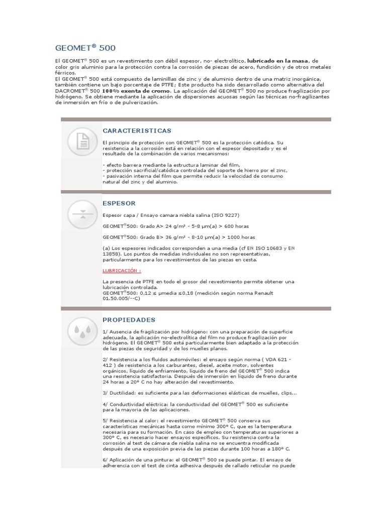 GEOMET® 500: Un revestimiento de protección contra la corrosión de bajo ...
