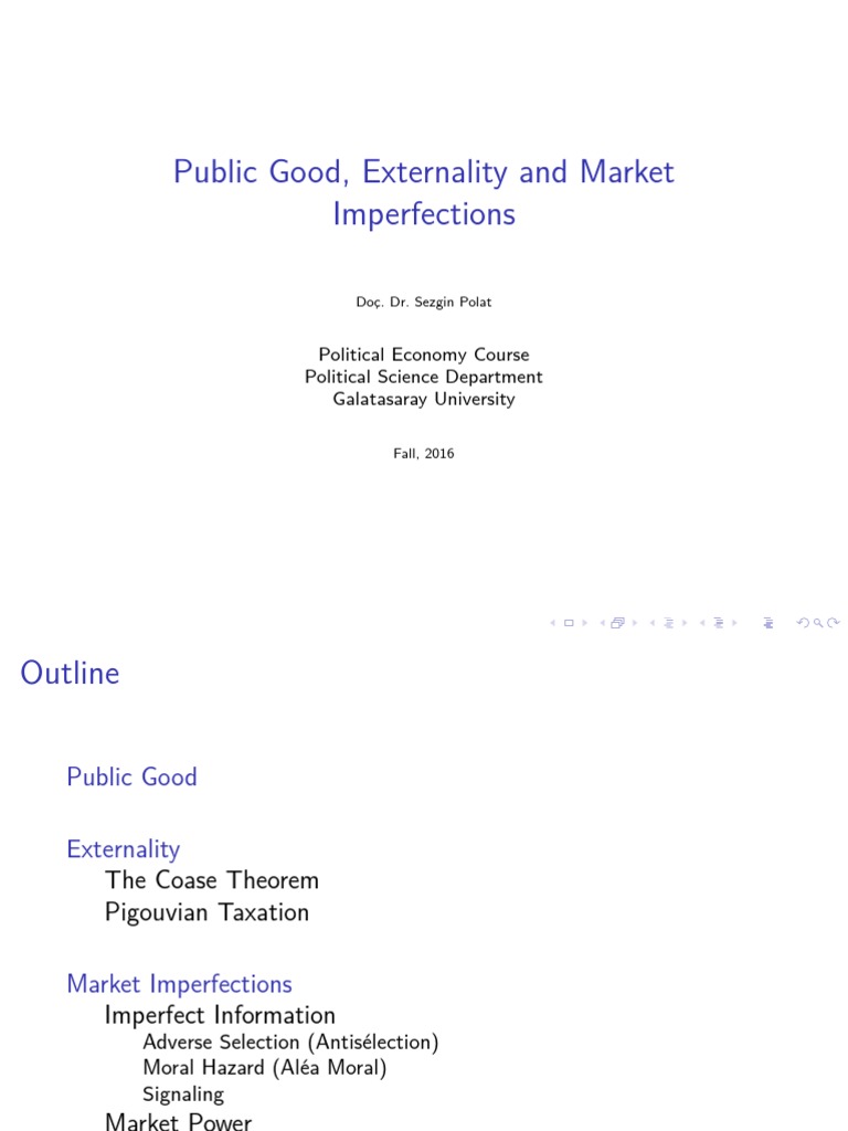 Public Good, Externality and Market Imperfections | PDF | Monopoly | Externality