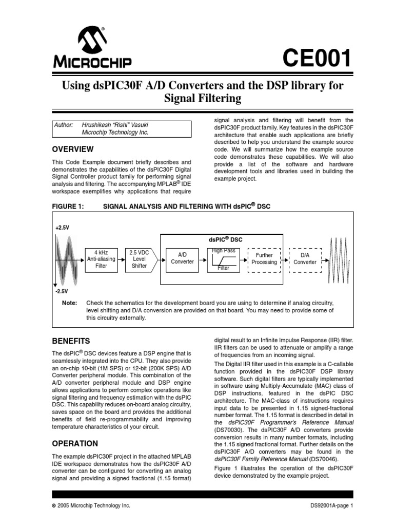 Using Dspic30F A/D Converters and The DSP Library For Signal Filtering ...