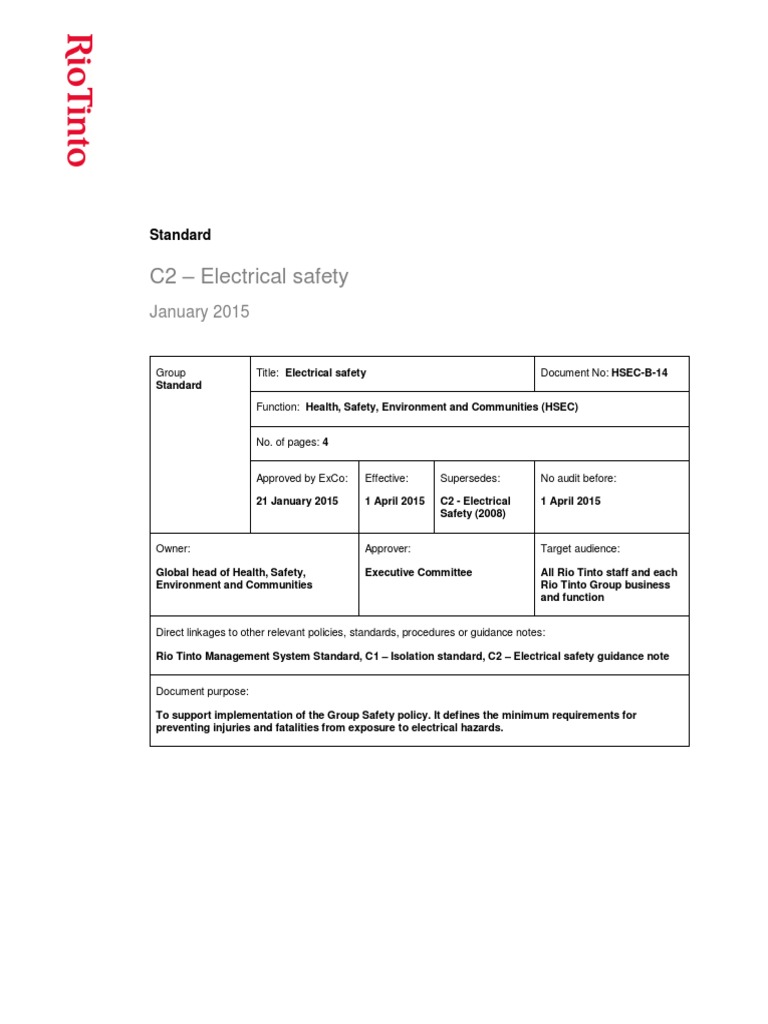 C02. Electrical Safety Standard | PDF | Electrical Substation ...