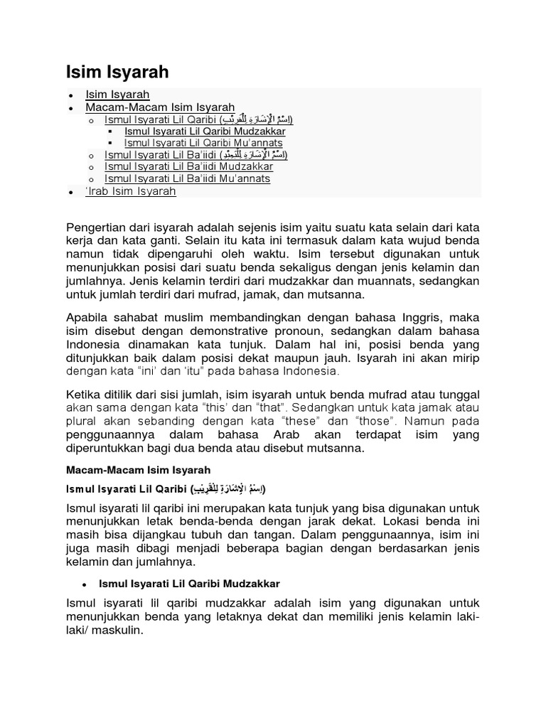 Isim Isyarah | PDF