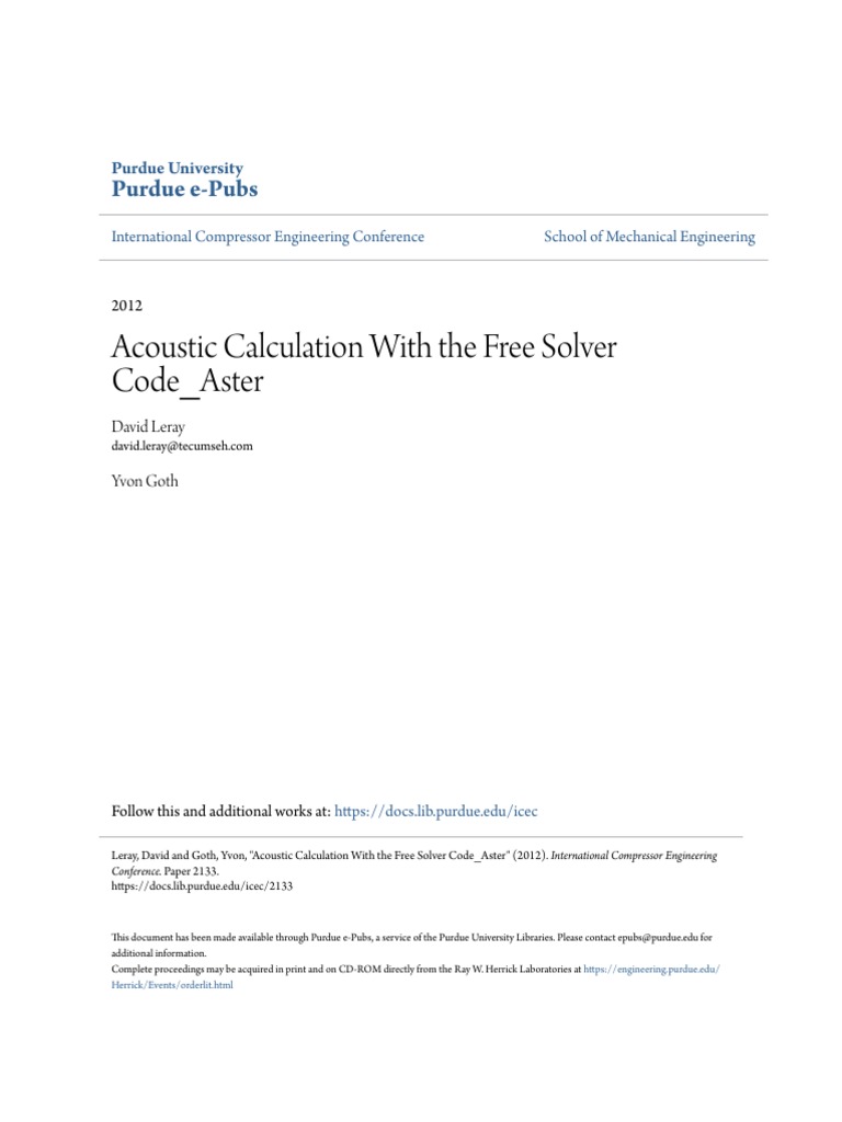 Acoustic Calculations with Code_Aster | PDF | Finite Element Method | Microphone