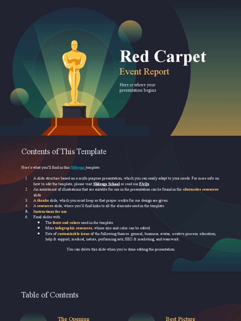 Red Carpet Event Report by Slidesgo | PDF | Planets | Saturn