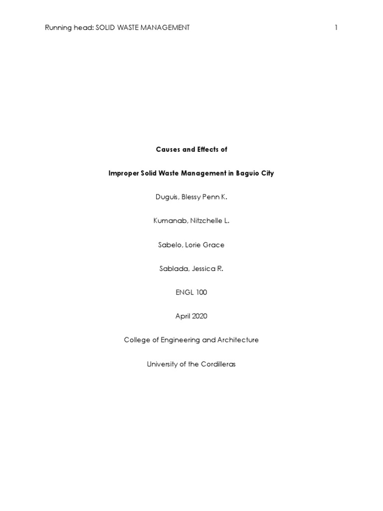 Solid Waste Management in Baguio City: A Research Essay | Download Free ...