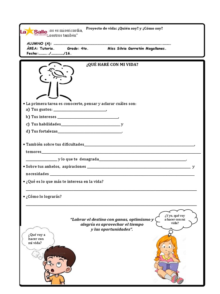 Proyecto de Vida Quien Soy y Como Soy | PDF