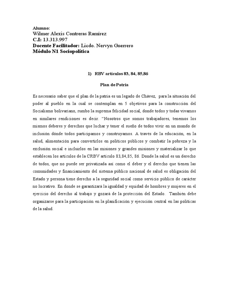Wilmer Alexis Contreras Ramírez | PDF | Sistema de salud | Venezuela