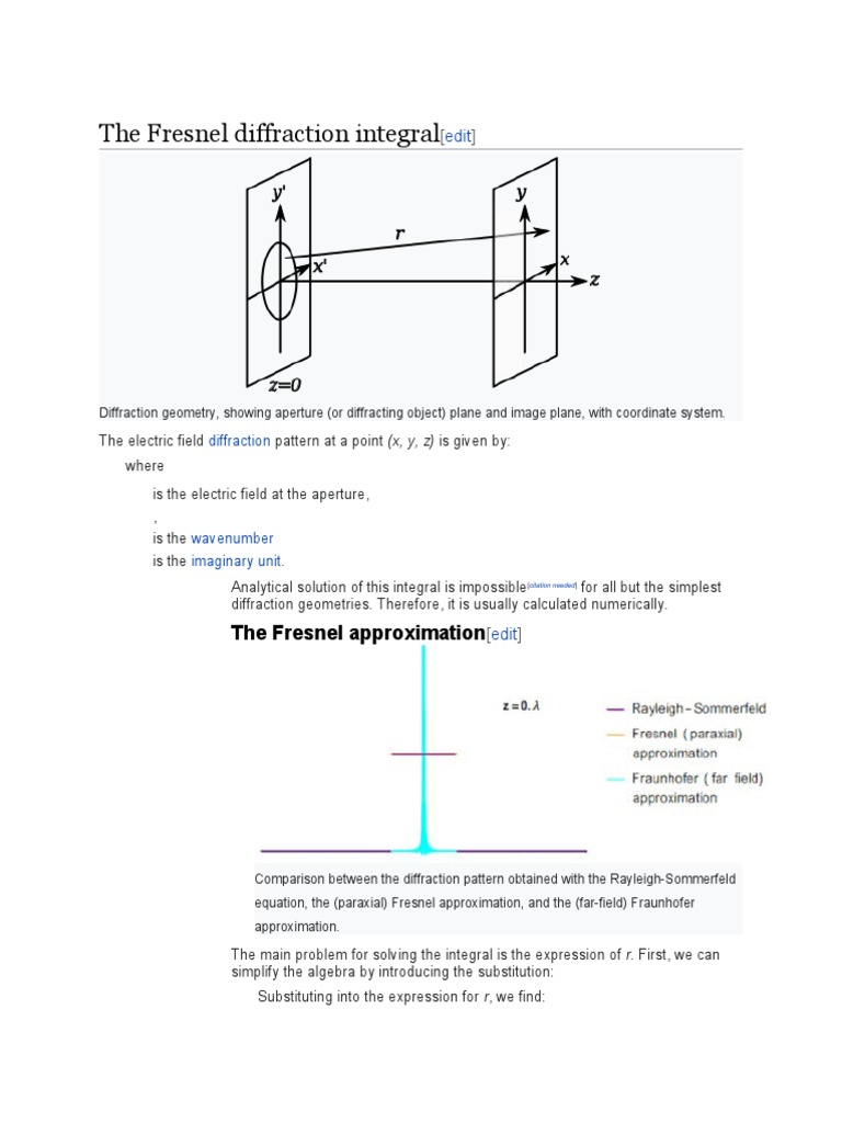The Fresnel Diffraction Integral | PDF | Diffraction | Natural Philosophy