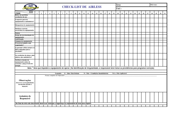 Check-List AIRLESS PDF | PDF