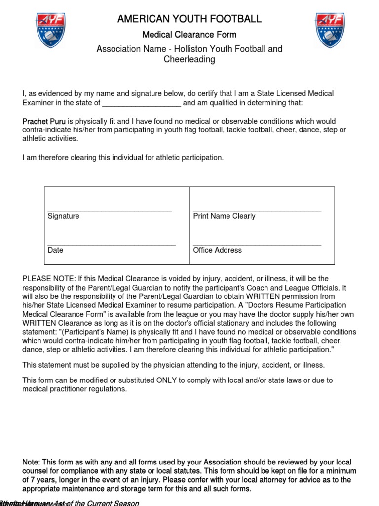 Official AYF Player Pack-Pages-6 | PDF | Cheerleading | Physician