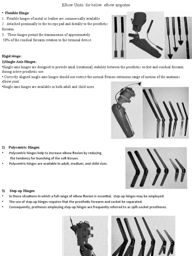 Rigid Hinge: 1) Single-Axis Hinges. | PDF | Prosthesis | Elbow