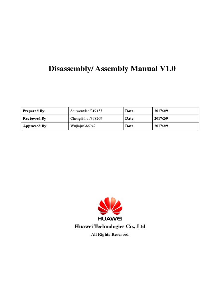 Disassembly Assembly Manual V1.0 | PDF | Screw | Printed Circuit Board