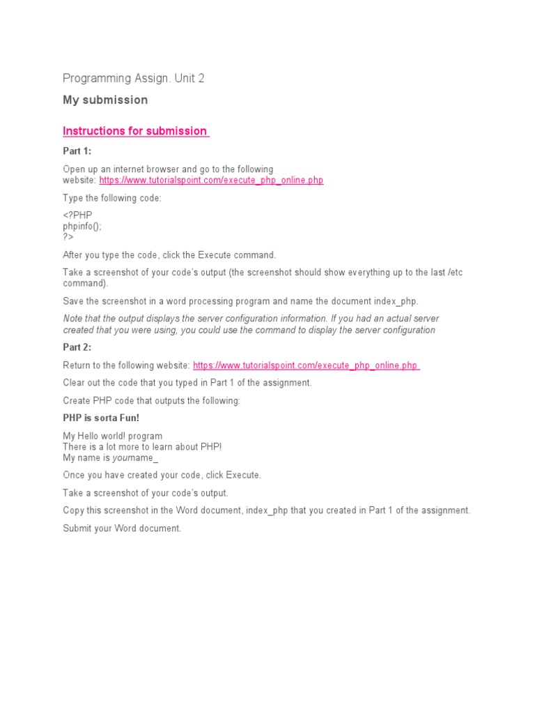 My Submission: Programming Assign. Unit 2 | PDF