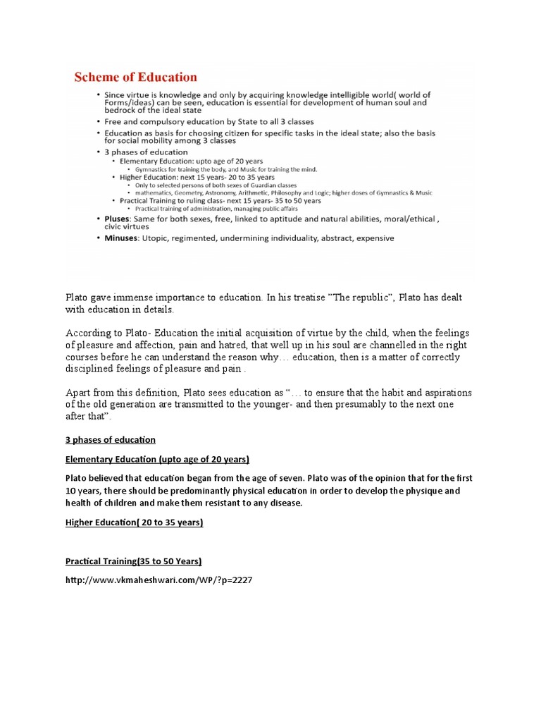 3 Phases of Education Elementary Education (Upto Age of 20 Years) | PDF ...