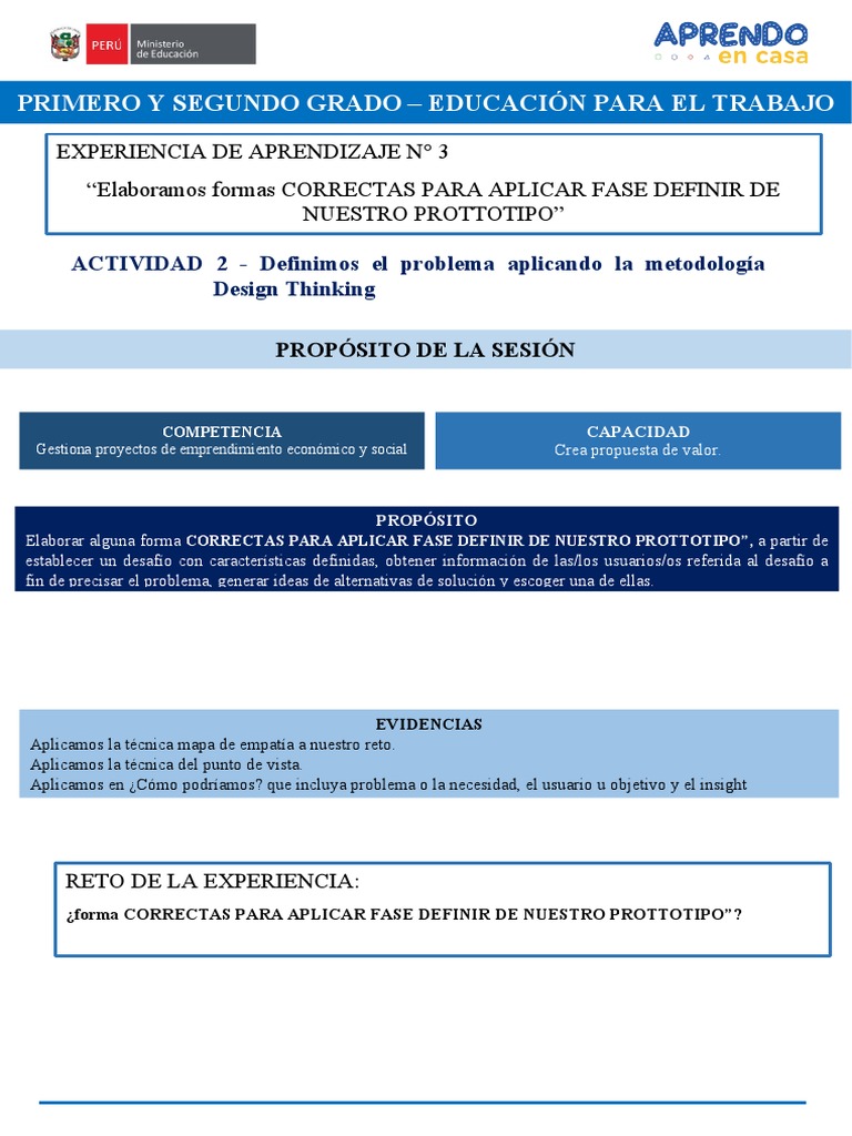 EPT III EXPERIENCIA DE APRENDIZAJE - ACT 2 - 3 y 4 GRADO | PDF | Información | Aprendizaje