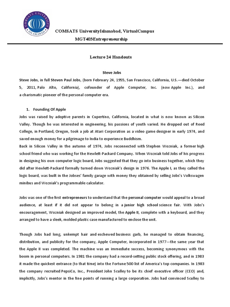 MGT403 Handouts Lecture24 | PDF | Apple Inc. | I Pod