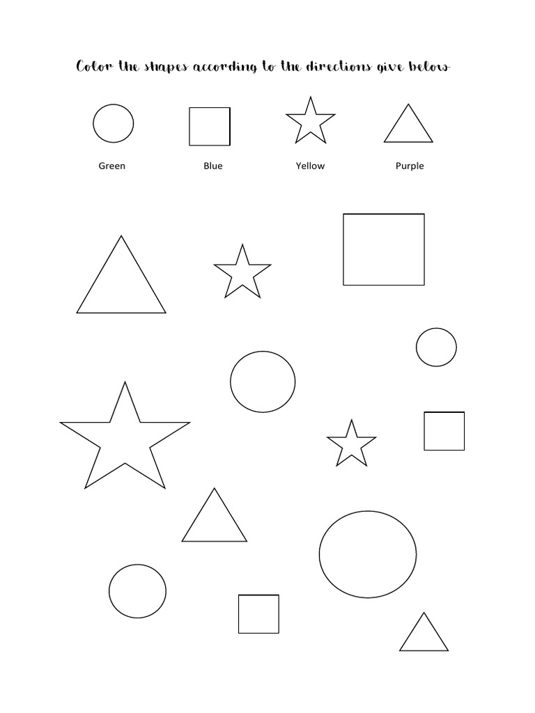 Color The Shapes According To The Directions Give Below | PDF