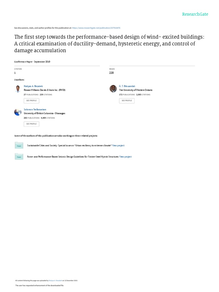 The First Step Towards Performance Based Design of Wind Excited ...