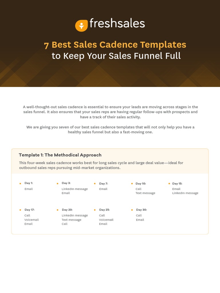 7 Best Sales Cadence Templates: To Keep Your Sales Funnel Full | PDF ...