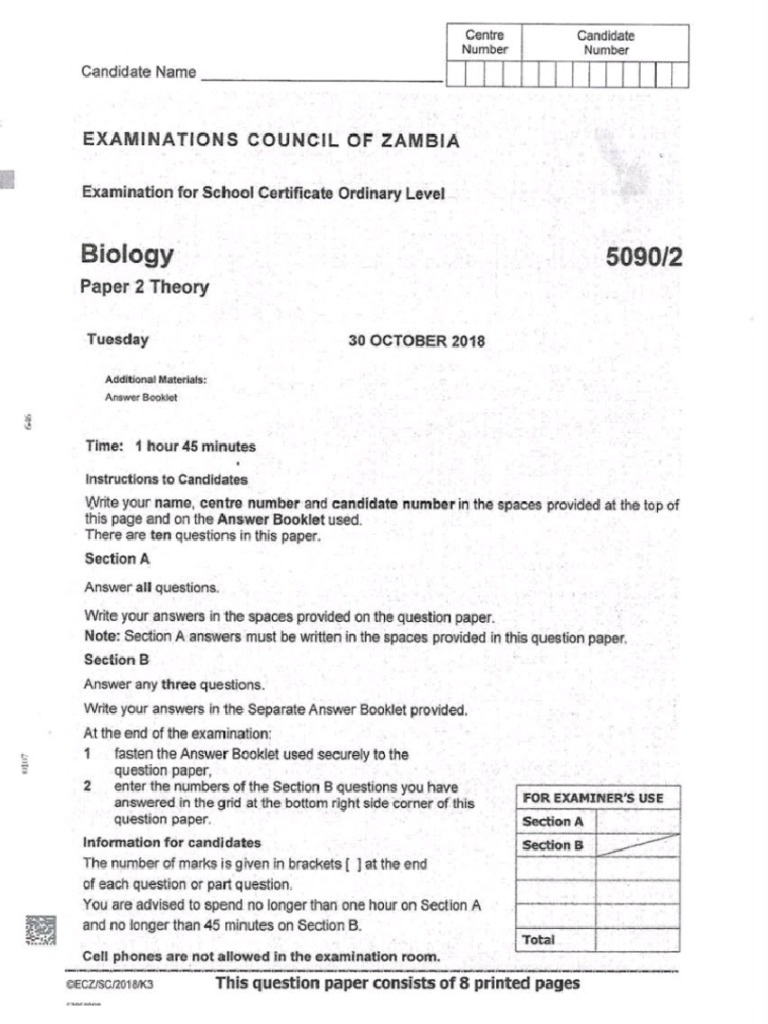 G12 Biology P2 2018 | PDF