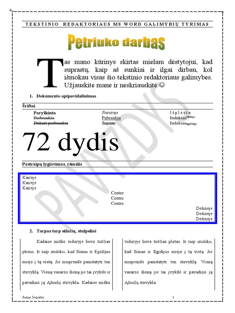 Petriuko Darbas | PDF