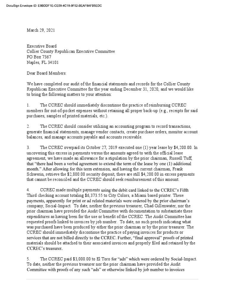 CCREC Management Letter 2020 | PDF | Accounts Payable | Financial Services