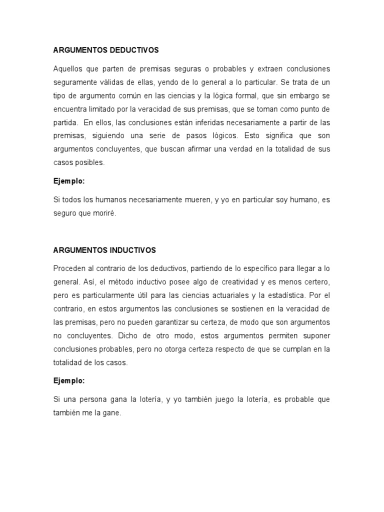 Tipos de Argumentos | PDF