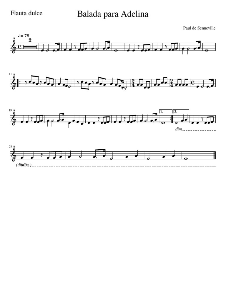 Balada para Adelina-facil-Flauta Dulce | PDF