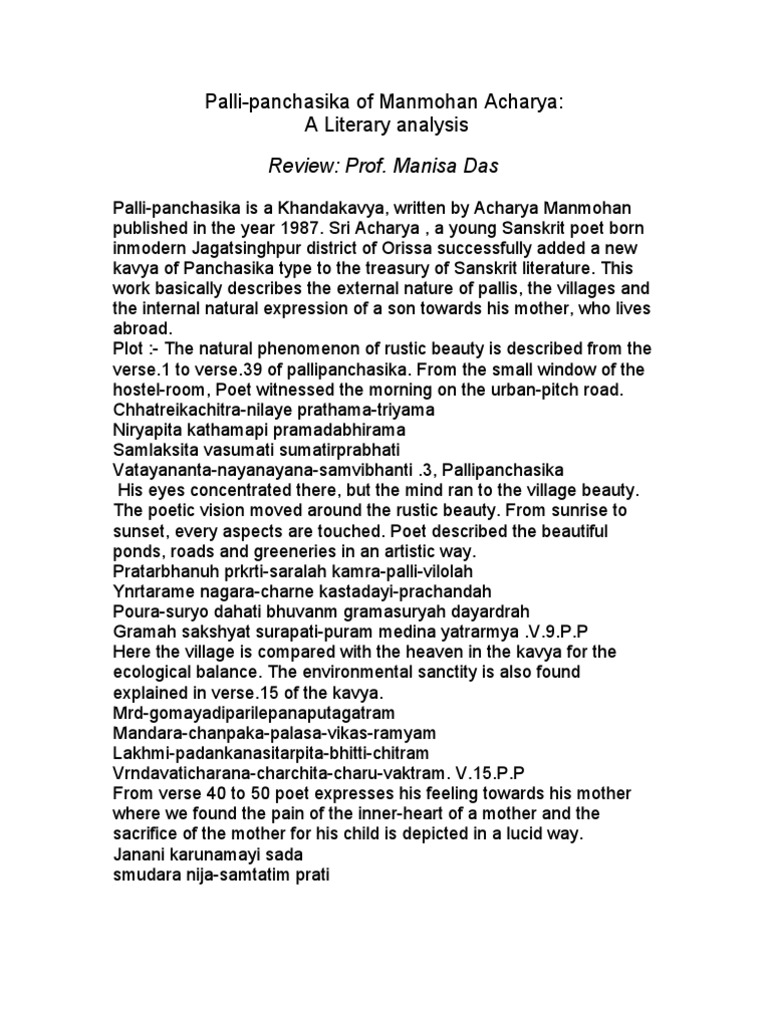 Pallipanchasika of Manmohan Acharya A Study | PDF | Poetry