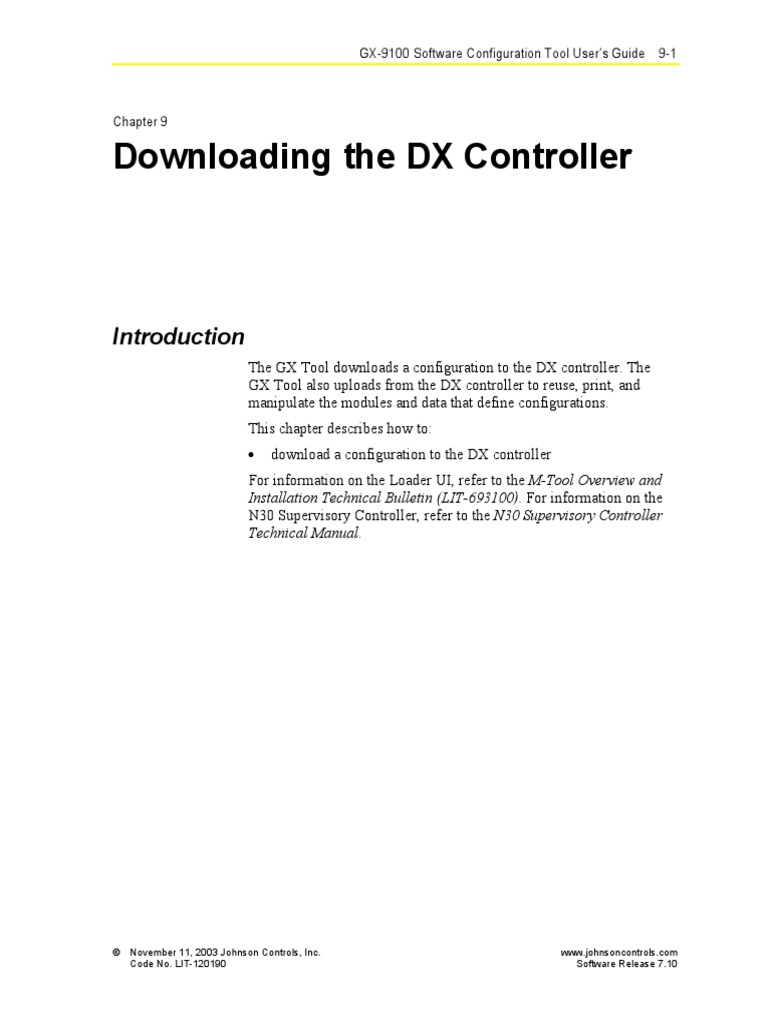 Downloading The DX Controller: GX-9100 Software Configuration Tool User ...