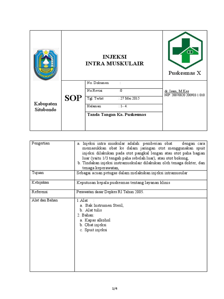 SOP INJEKSI IM Yang Dengan Diagram Alir | PDF