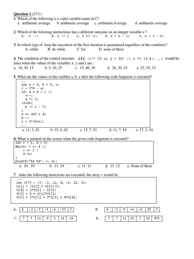 CEN111 - Sample Final Exam | PDF | Control Flow | Computer Programming