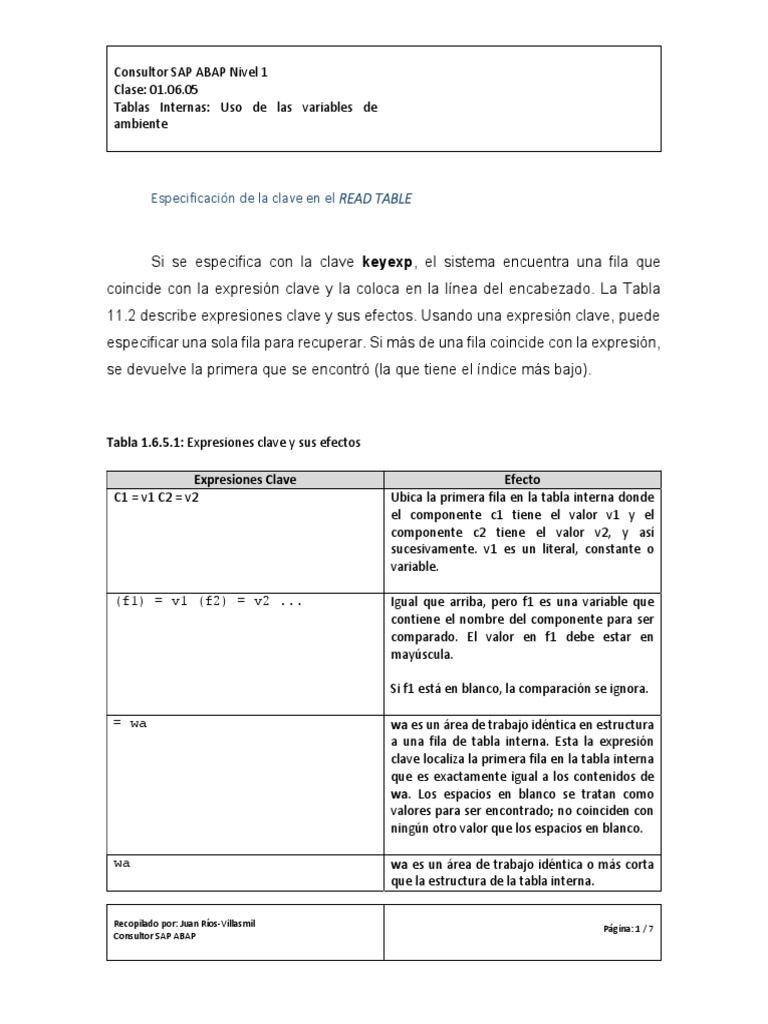 ABAP-01-06-05 Tablas Internas - Uso de Las Variables de Ambiente | PDF | Programación de ...