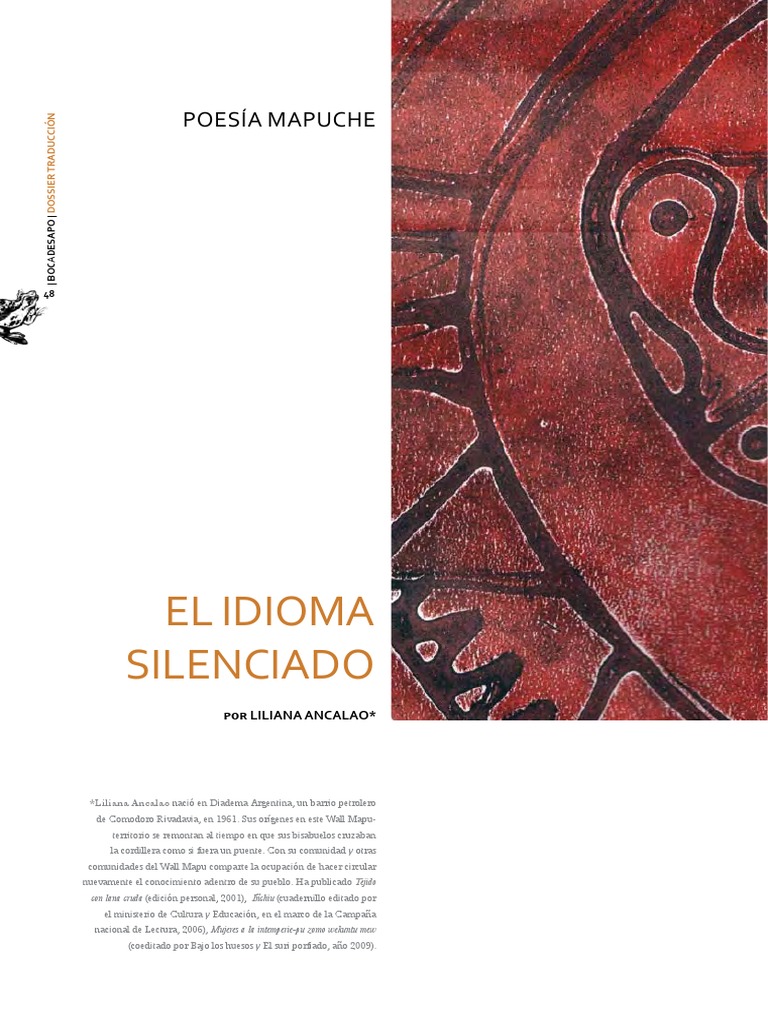 Ancalao, Liliana. El Idioma Silenciado, Poesia Mapuche, Boca de Sapo, Pag48 | PDF | Idiomas ...