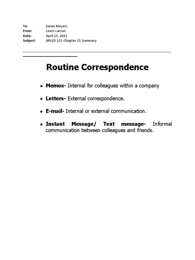 Routine Correspondence | PDF | Career & Growth | Self-Improvement
