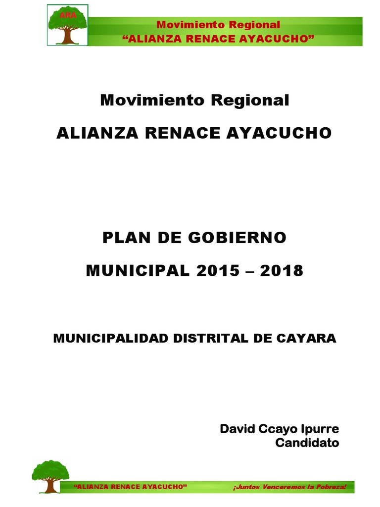 Plan Municipal: Renace Ayacucho | PDF