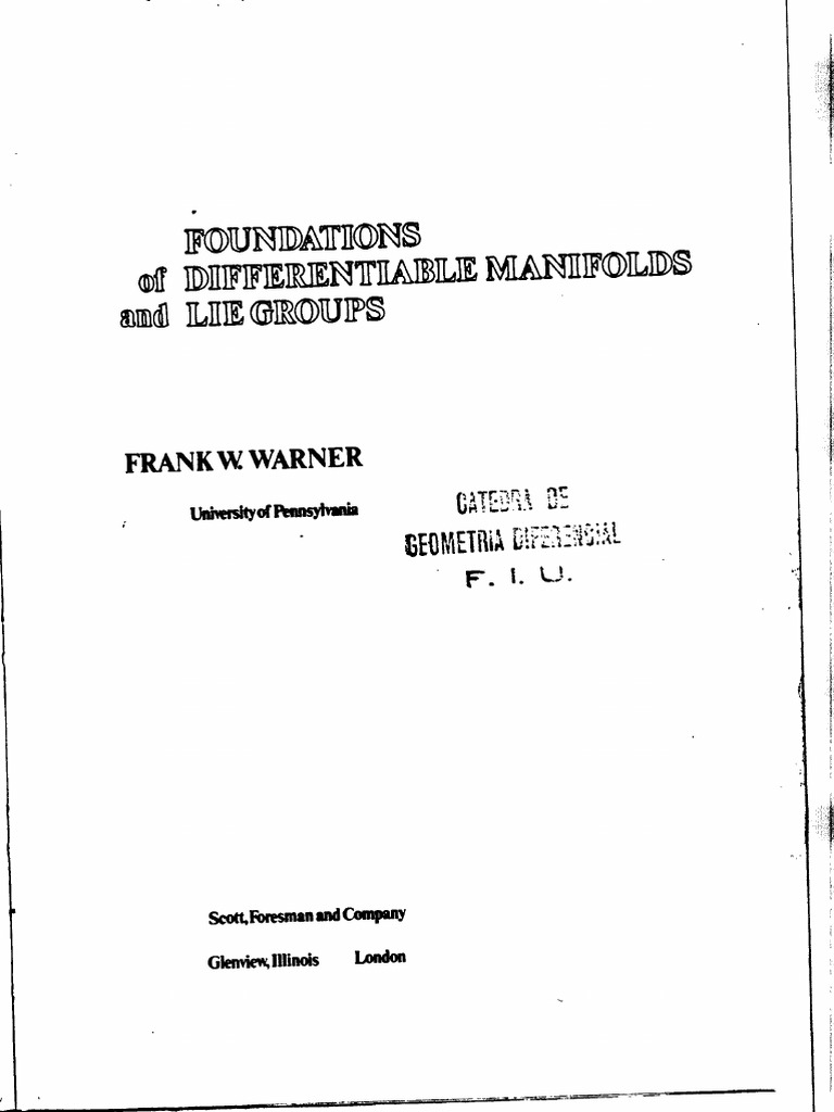Foundations of Differentiable Manifolds and Lie Groups | PDF