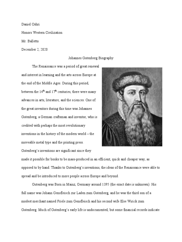 Gutenberg Biography | PDF | Johannes Gutenberg | Printing