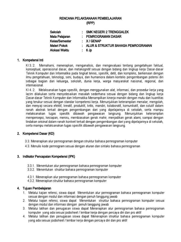 RPP Pemrog Dasar 3 3 | PDF | Komputer | Karier & Perkembangan