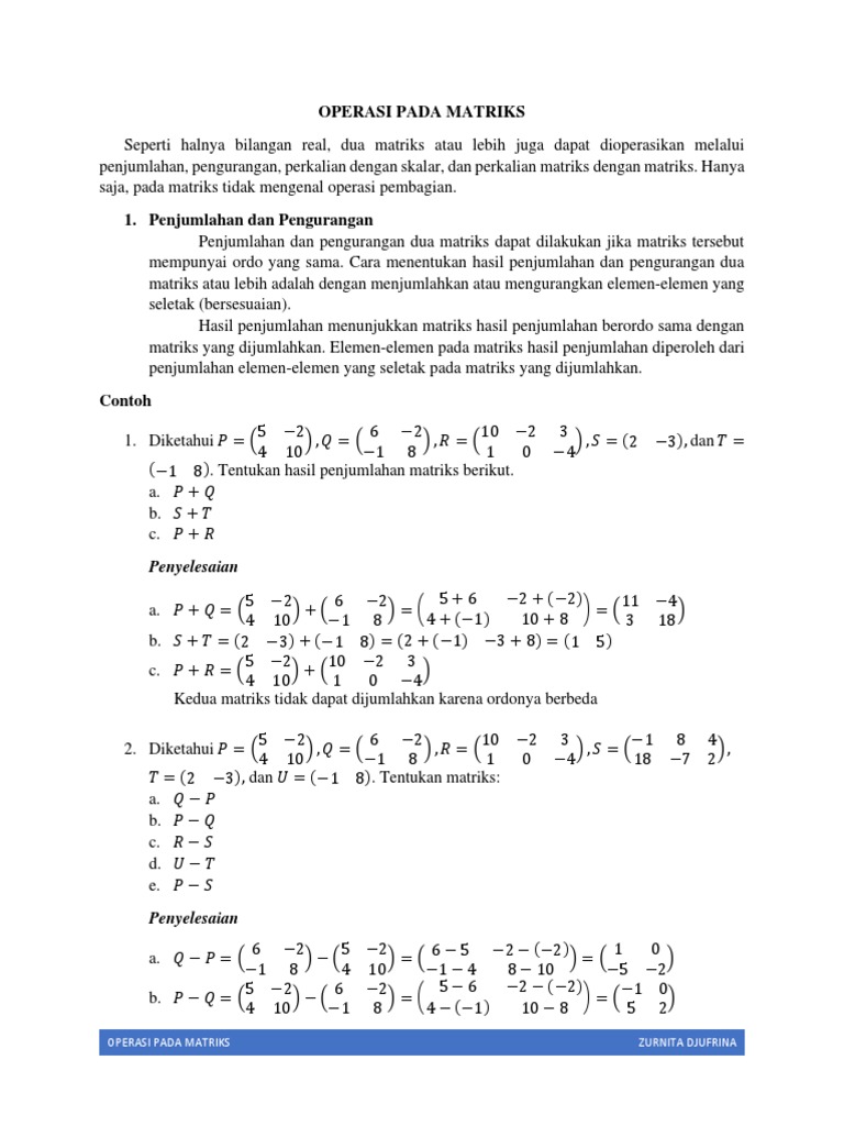 Operasi Pada Matriks | PDF