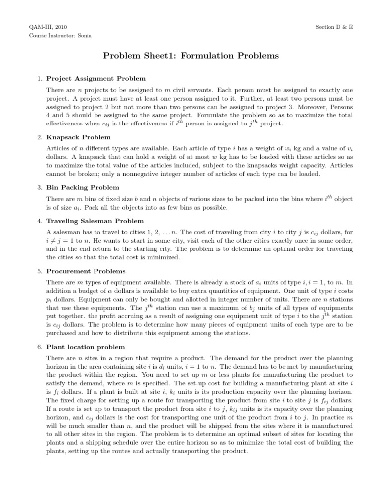 1 Integer Formulation Problems | PDF | Discrete Mathematics | Applied Mathematics