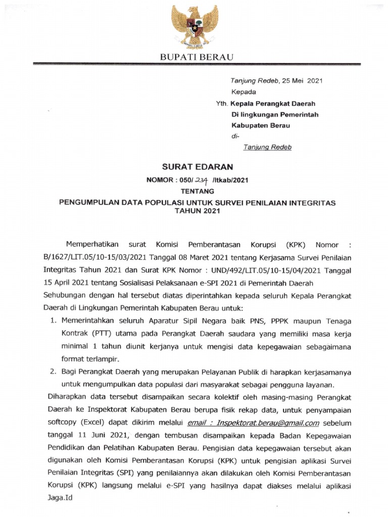 Edaran Data SPI Utk OPD | PDF