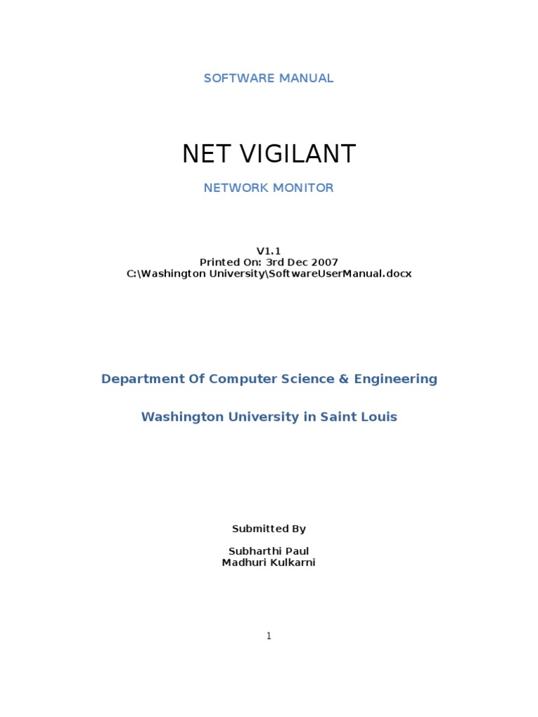 Net Vigilant: Software Manual | PDF | Internet Protocol Suite | Network ...