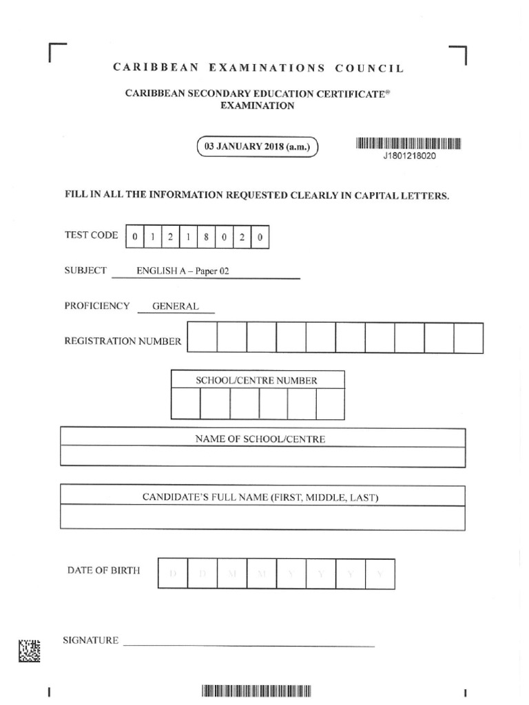 English A Paper 02 JAN 2018 | PDF