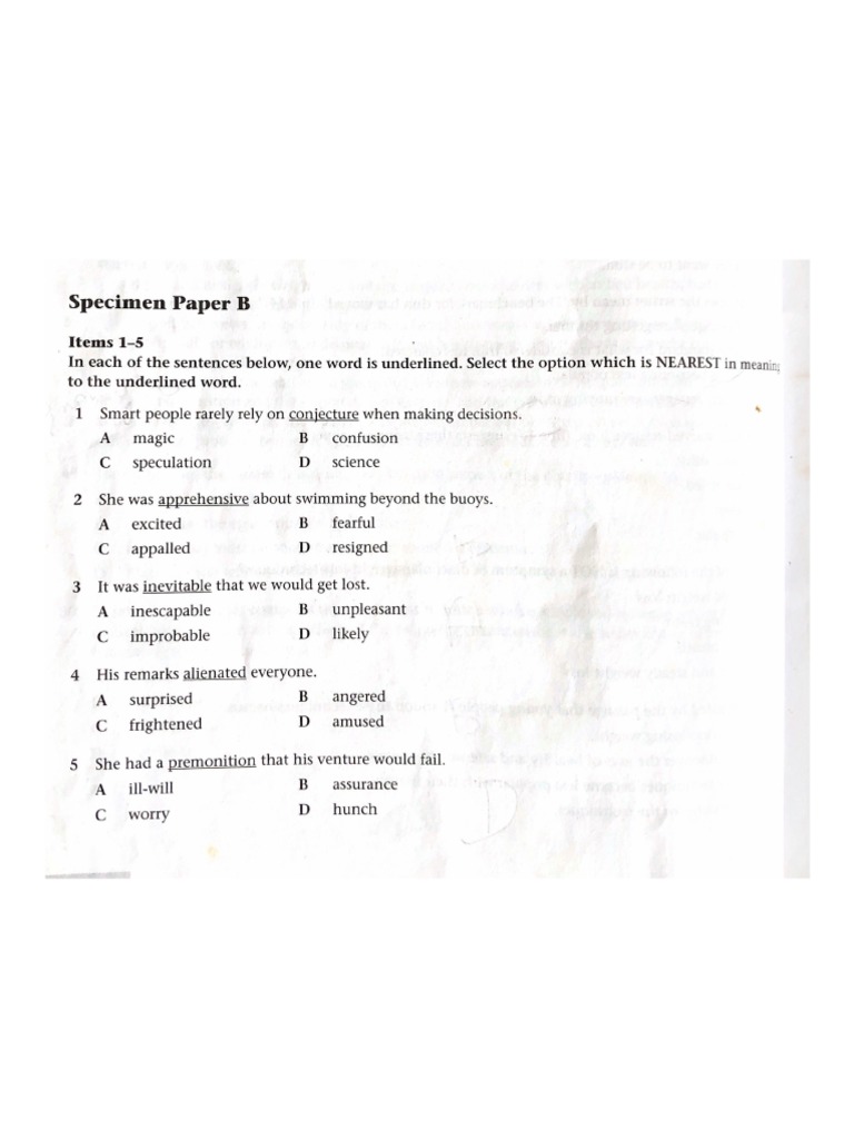 Specimen Paper B 2 | PDF