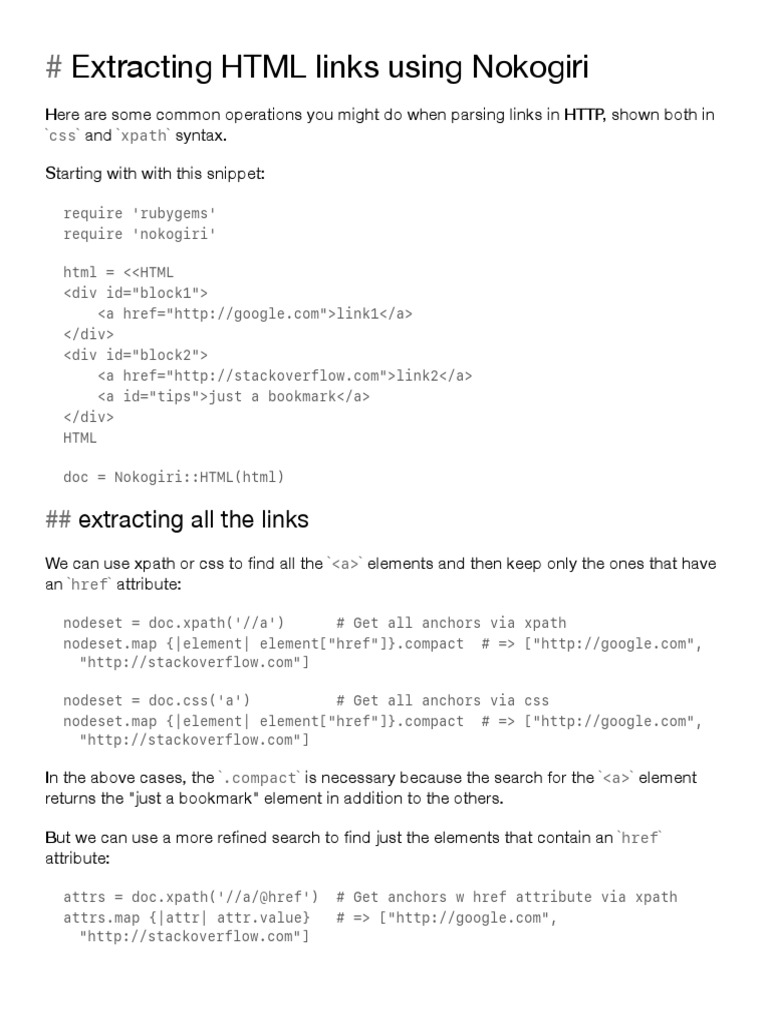 Manipulating Html Using Nokogiri Pdf Html X Path 